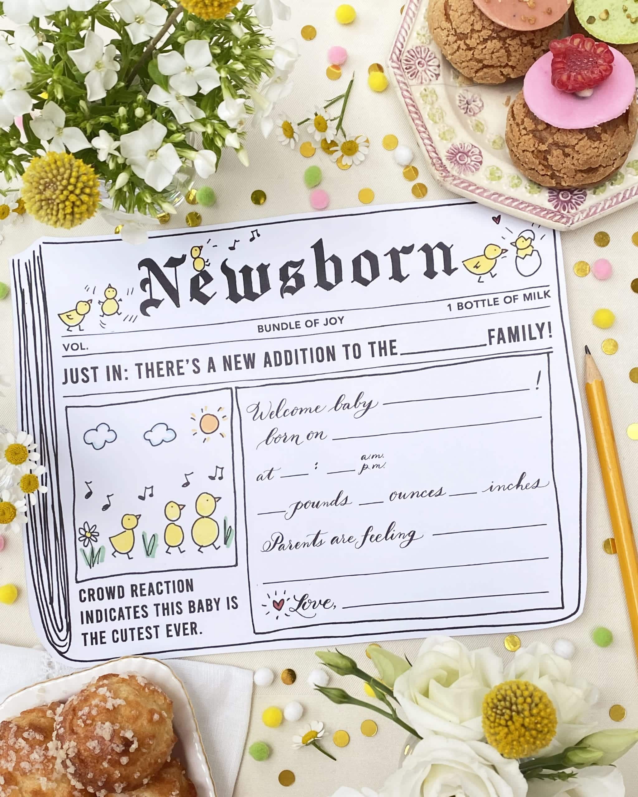 Newspaper Baby Announcement | Darcy Miller Designs