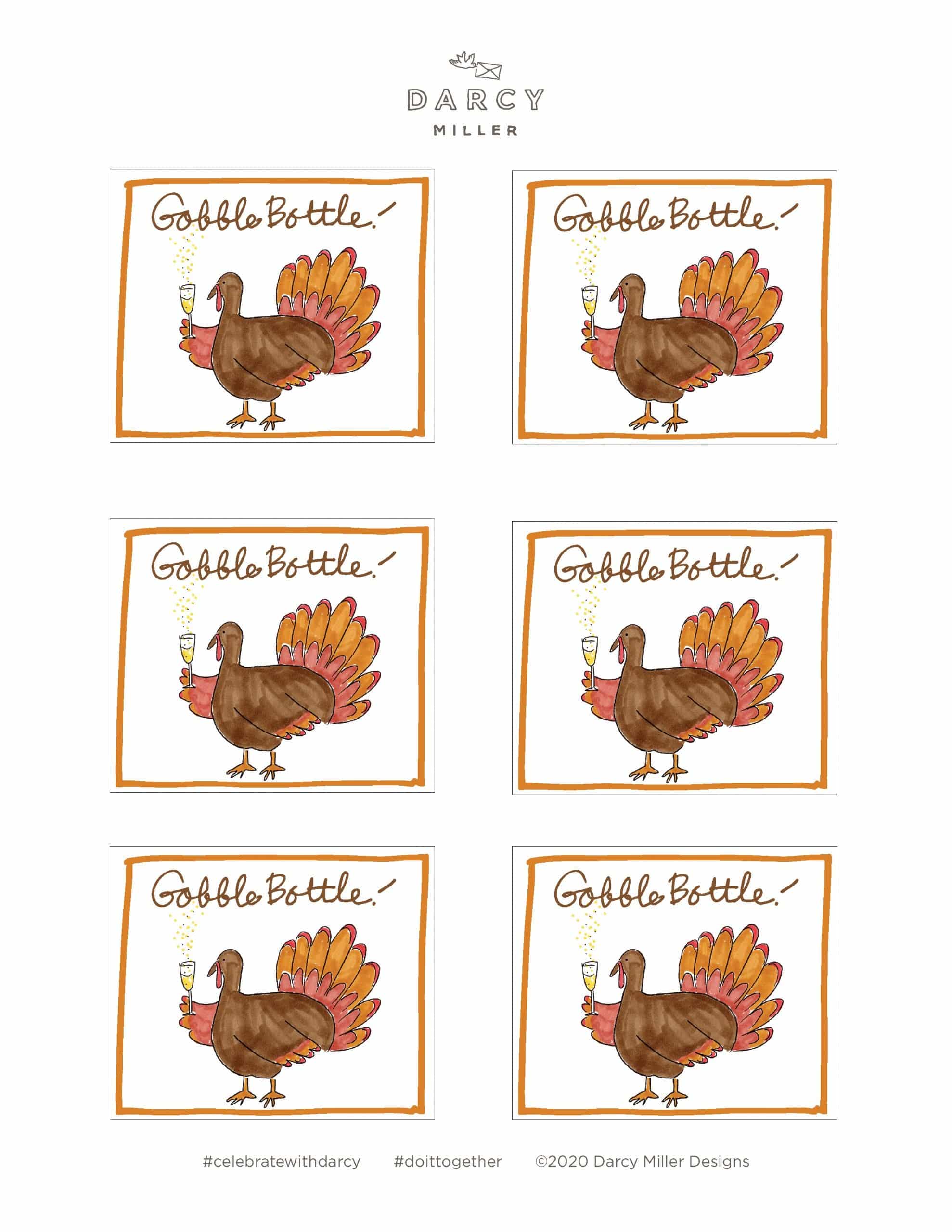 Thanksgiving Gobble Bottle Favors | Darcy Miller Designs