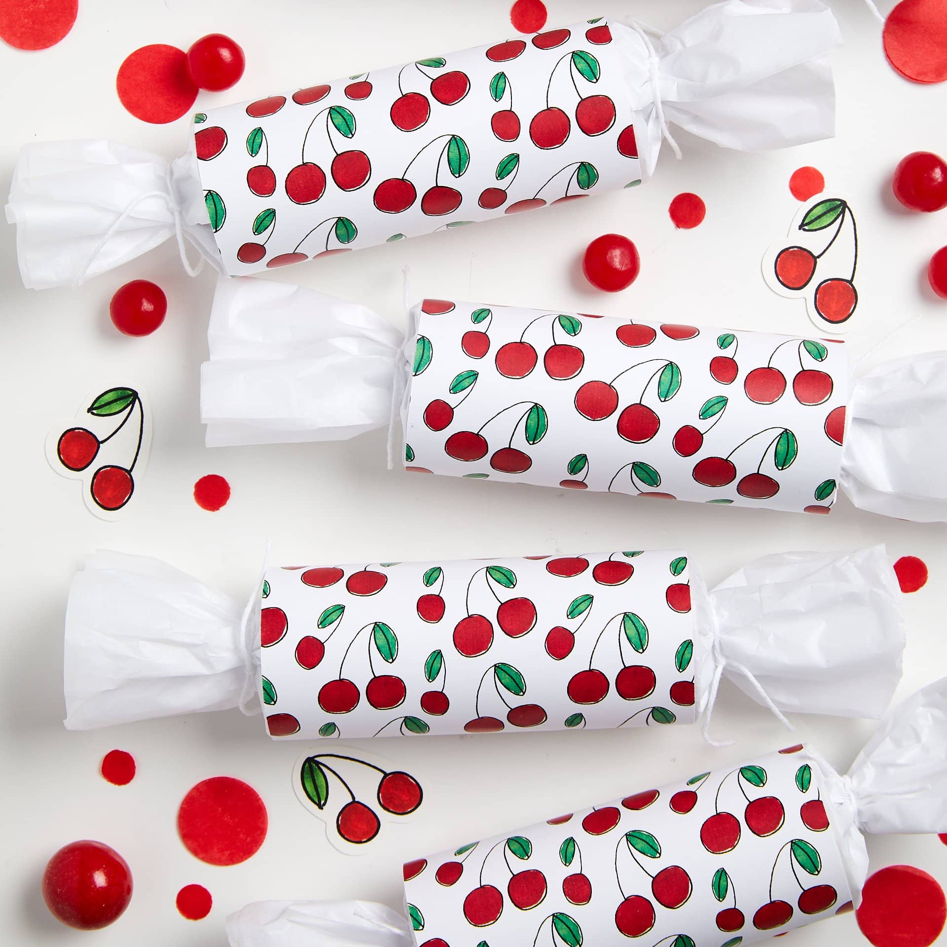 DIY Cherry Party Cracker Favor | Darcy Miller Designs