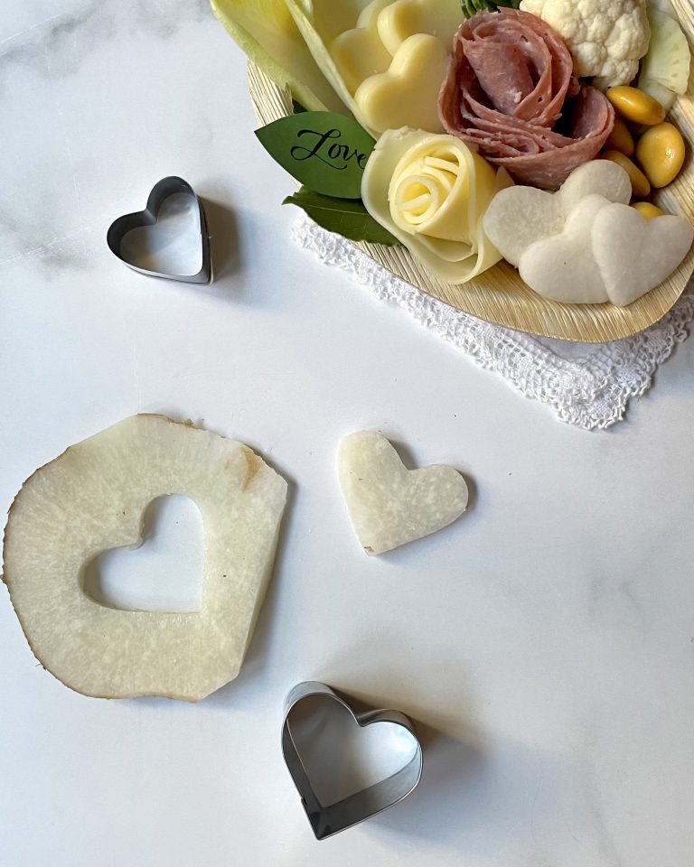 Step Two: Using heart-shaped cookie cutters, cut hearts out of fontina ...